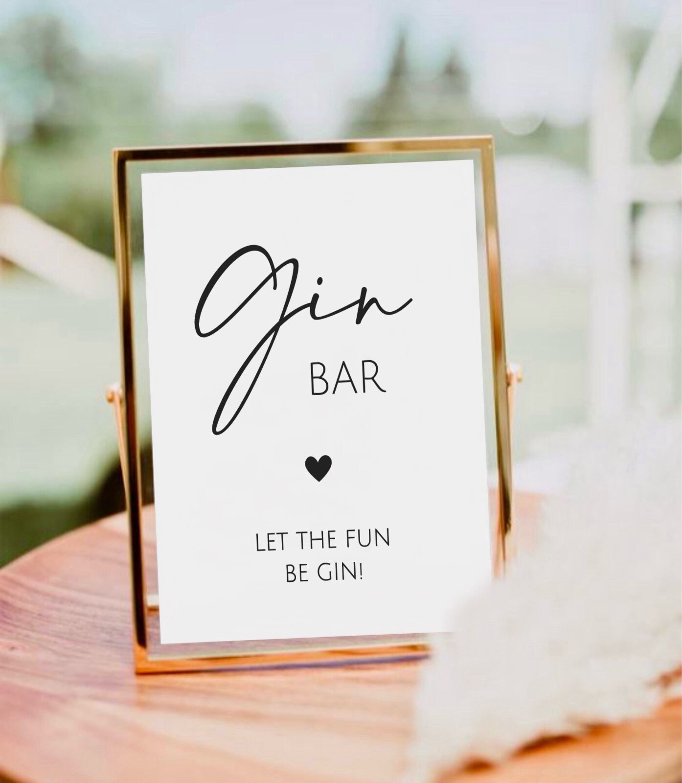 Gin Bar Sign, Let the Fun Be Gin Sign, Minimalist Wedding Gin Bar Sign ...