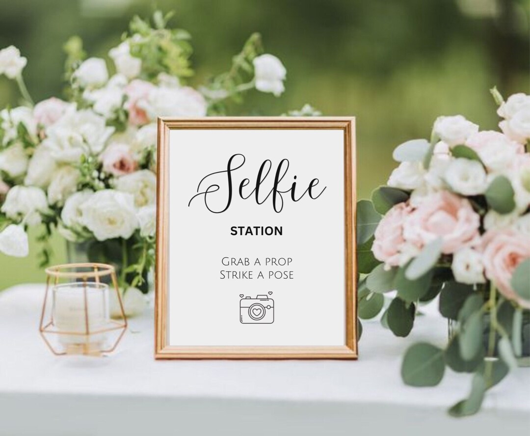 Minimalist Selfie Station Sign Wedding Photo Booth Template - Etsy ...