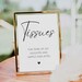 Minimalist Tissues Sign, Wedding Table Sign, for Tears of Joy Laughter ...
