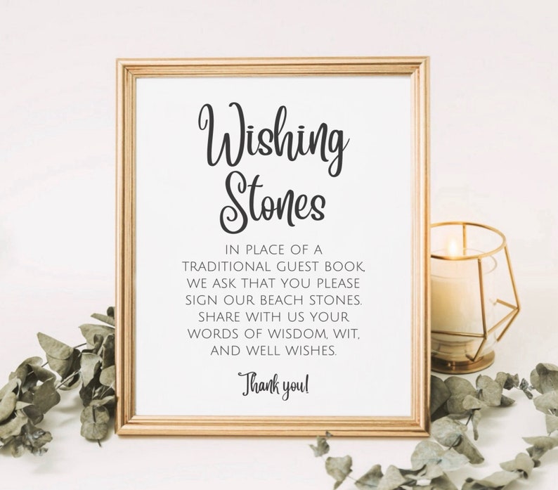 Wishing Stones Sign, Printable Wedding Stones Guestbook Sign, Guest ...