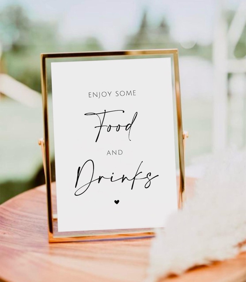Enjoy Some Food and Drinks Sign, Minimalist Wedding Food and Drink Sign ...