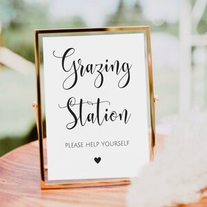 Grazing Station Sign, Minimalist Grazing Table Sign, Wedding Food Table ...