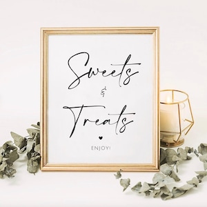 Minimalist Sweets and Treats Sign, Printable Wedding Dessert Bar Table ...
