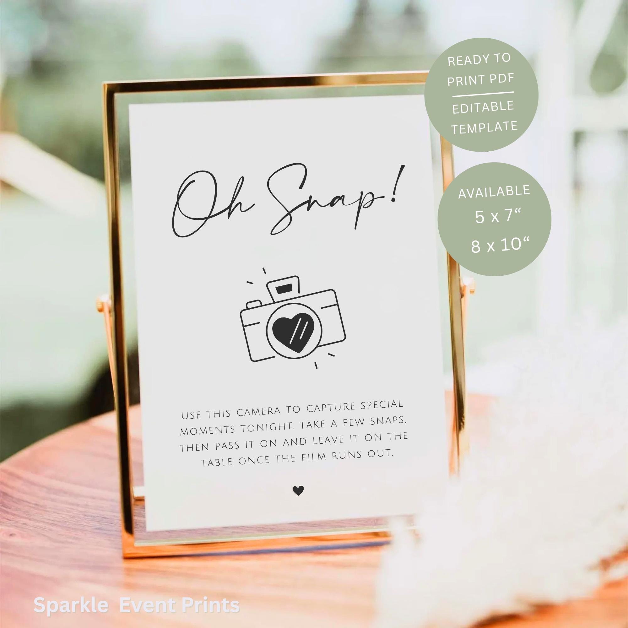 Minimalist Disposable Camera Sign, Printable Wedding Photo Guestbook ...