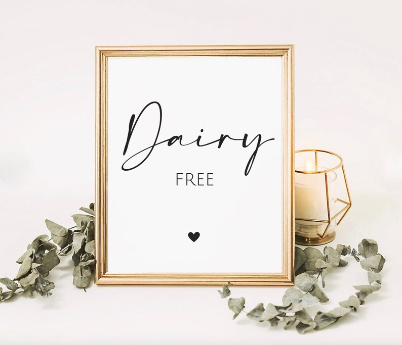 Minimalist Dairy Free Sign, Printable Wedding Allergy Notice Table ...