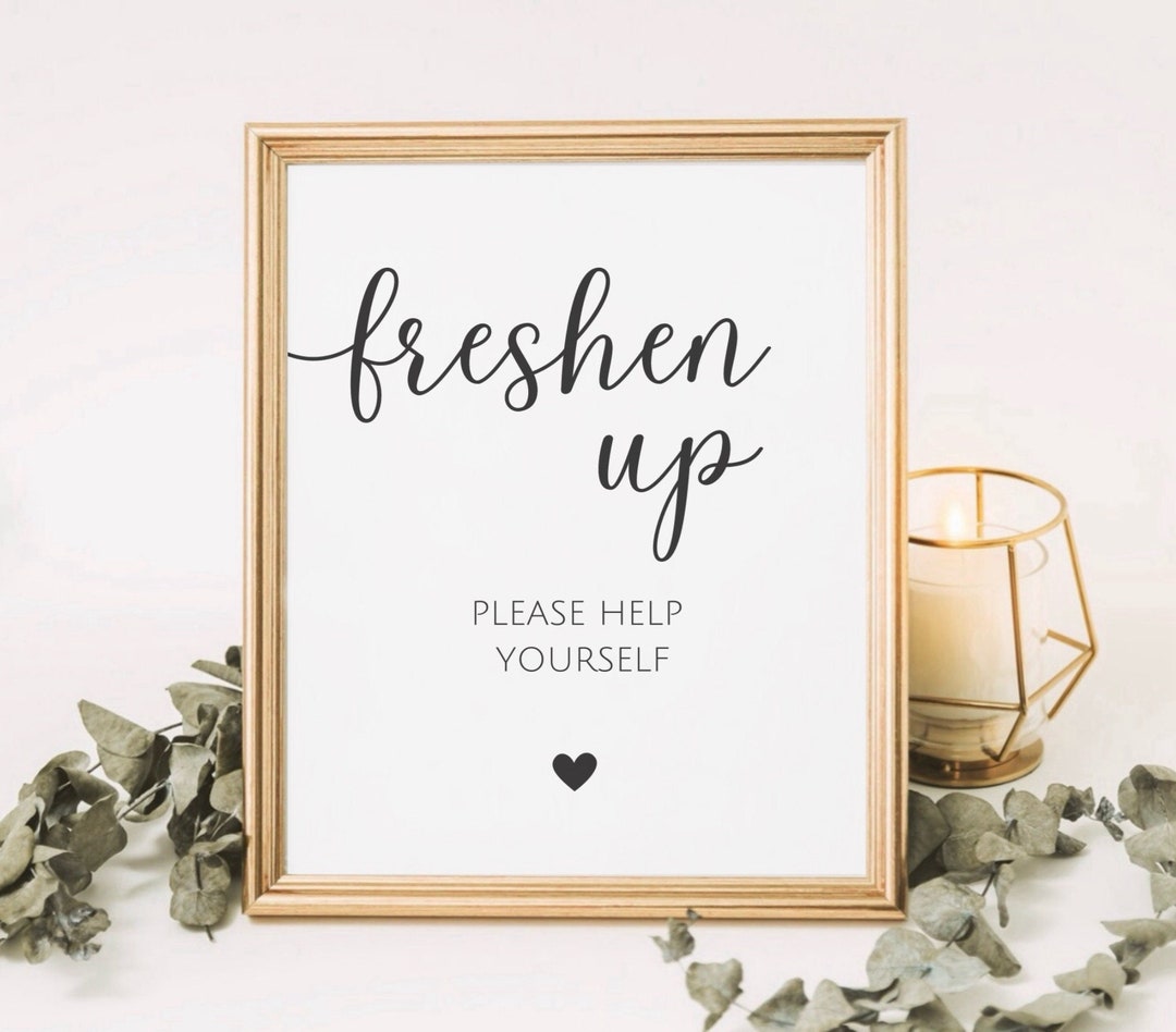 Minimalist Freshen Up Sign Wedding Bathroom Sign Bathroom Basket Sign