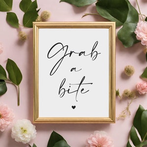 Grab a Bite Sign, Food Table Sign, Buffet Table Sign, Wedding Reception ...