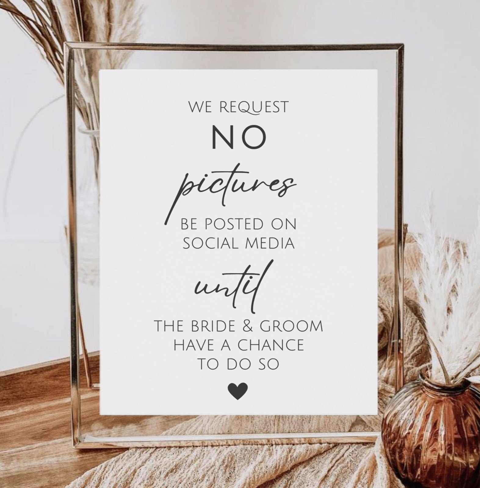 We Request No Pictures Sign, No Pictures on Social Media Sign, Wedding ...