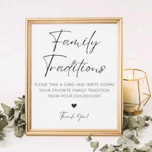Family Traditions Sign, Take A Card and Write Down Your Favorite Family ...