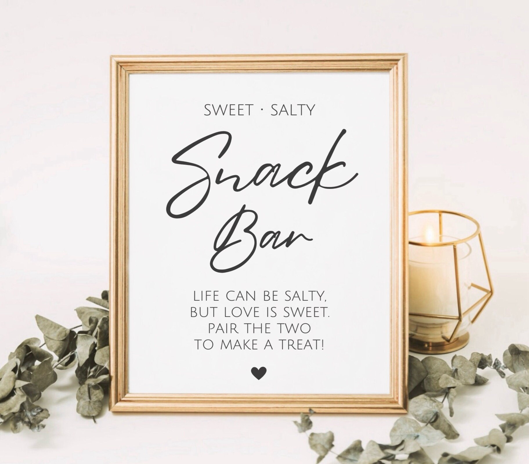 Sweet and Salty Snack Bar Sign, Life Can Be Salty but Love is Sweet ...