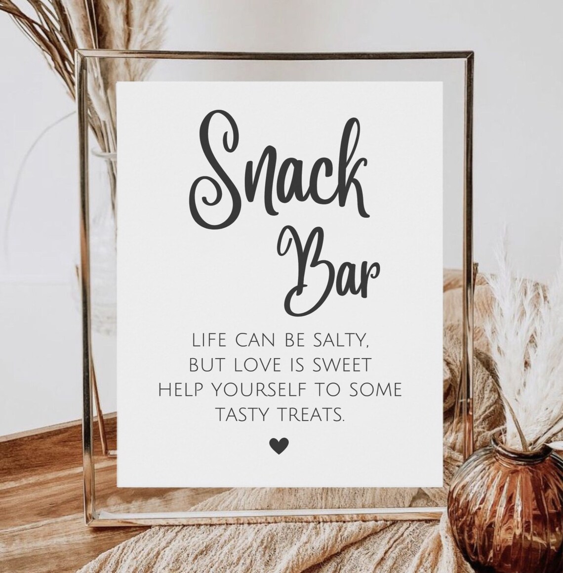 Snack Bar Sign, Life Can Be Salty but Love is Sweet, Wedding Food Bar ...