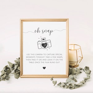 Oh Snap Sign, Wedding Disposable Camera Sign, Photo Instructions Sign ...