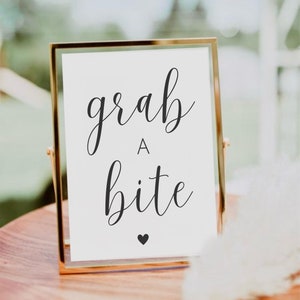 Grab a Bite Sign, Food Table Sign, Buffet Table Sign, Wedding Reception ...