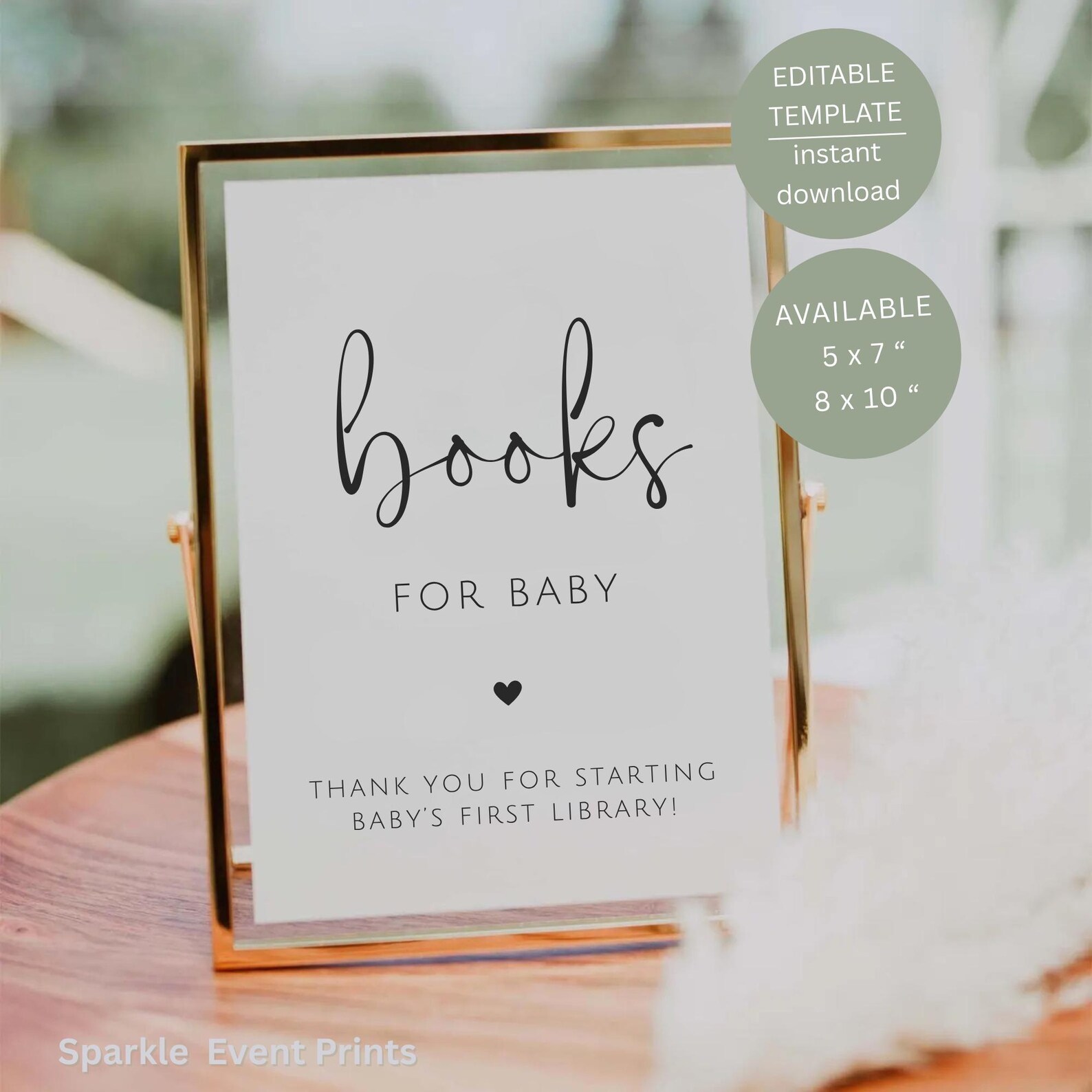 Minimalist Books for Baby Sign, Printable Baby Shower Table Decor ...