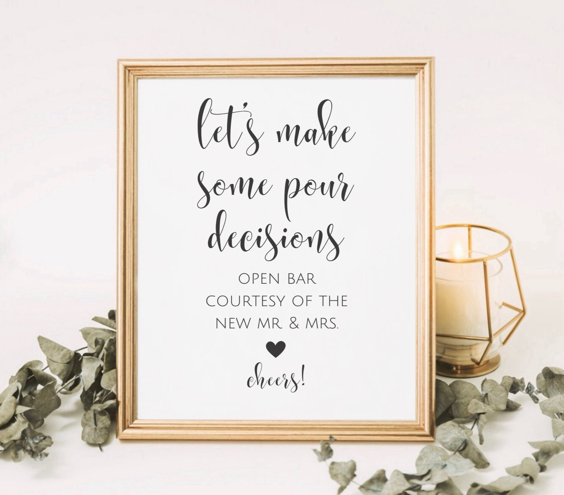 Wedding Open Bar Sign, Printable Open Bar Sign Template, Let's Make ...