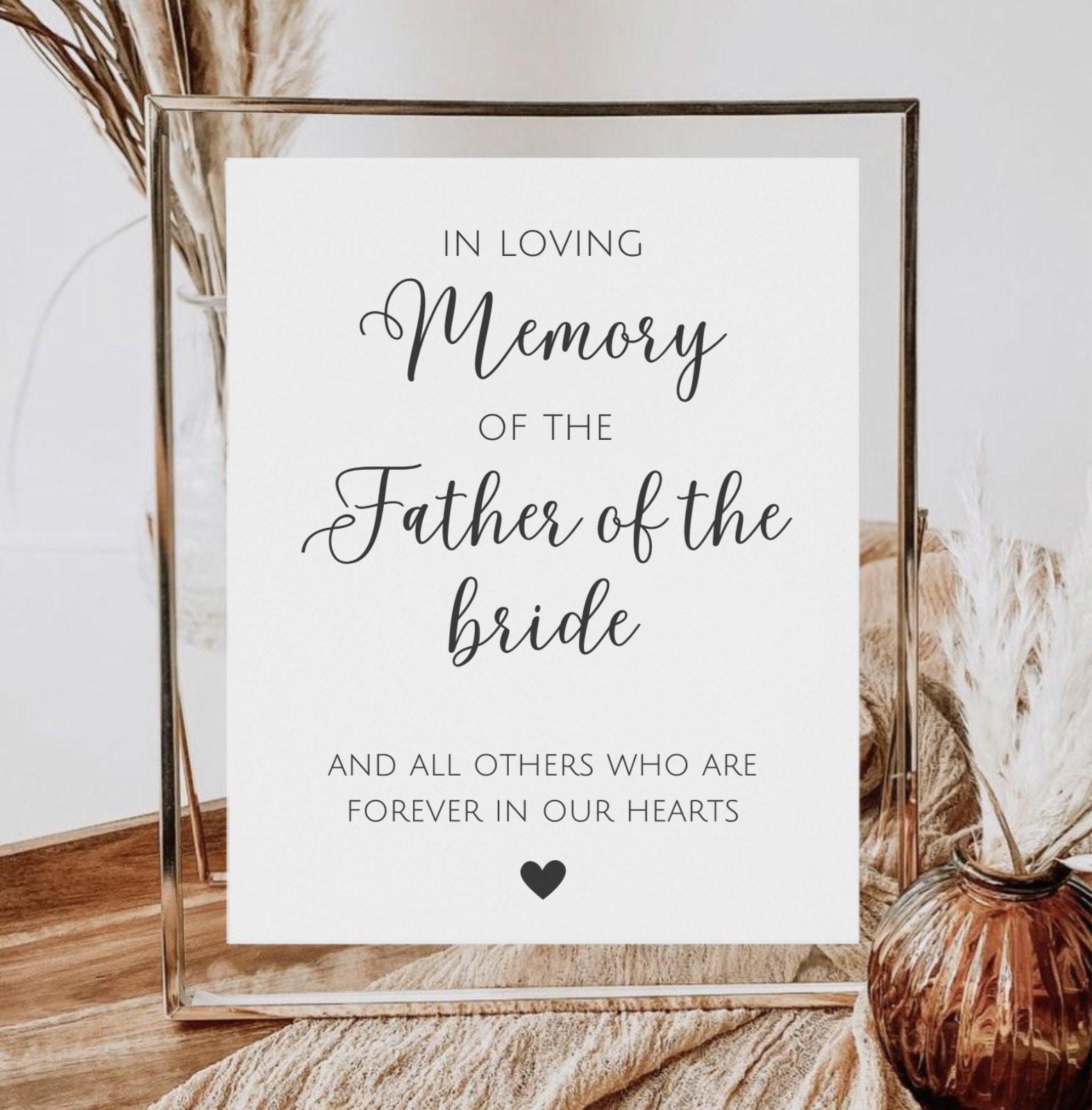 In Loving Memory Wedding Sign, in Loving Memory of the Father of the ...