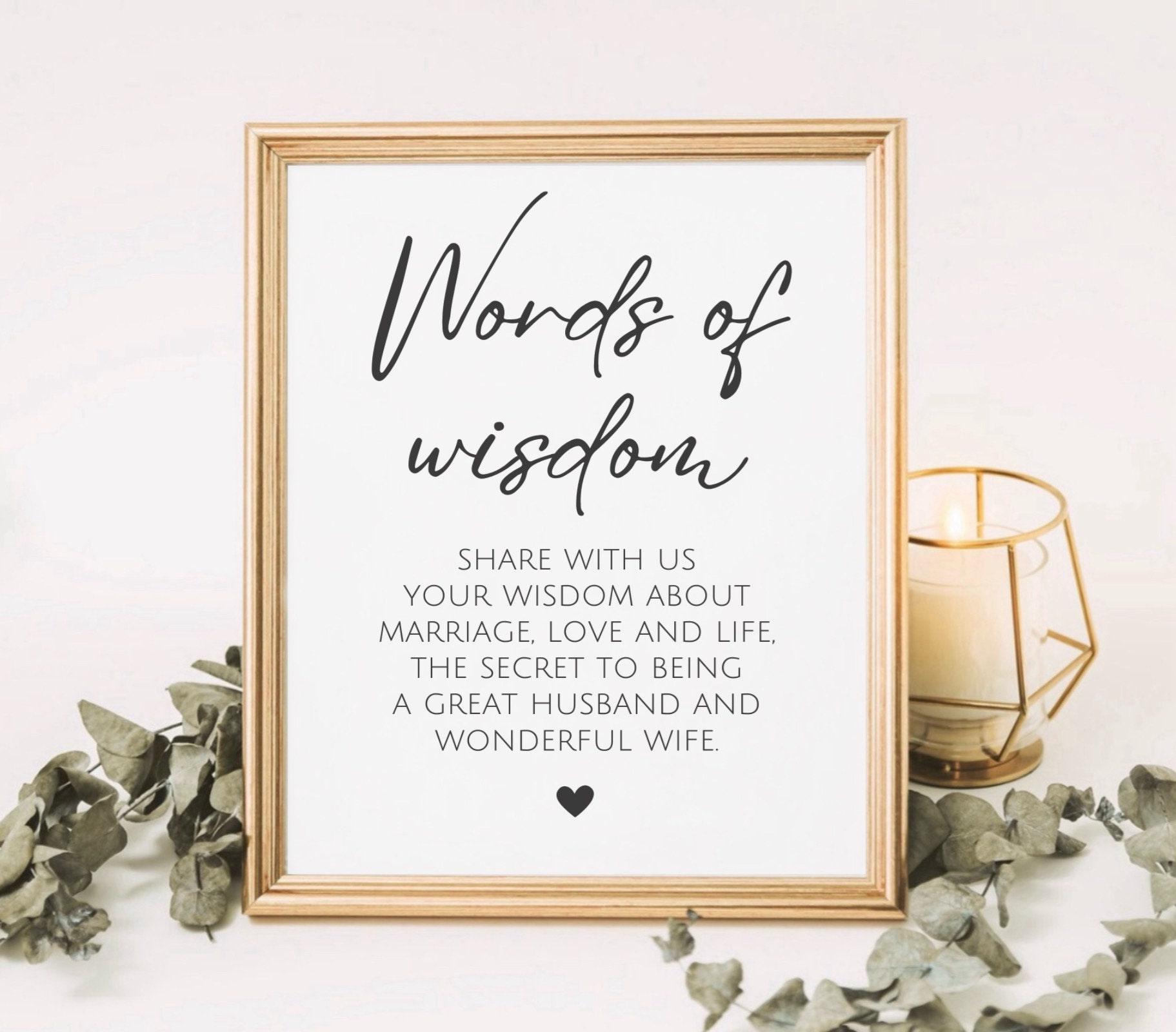 Words of Wisdom Sign, Wedding Advice Sign, Newlyweds Advice, Wedding ...