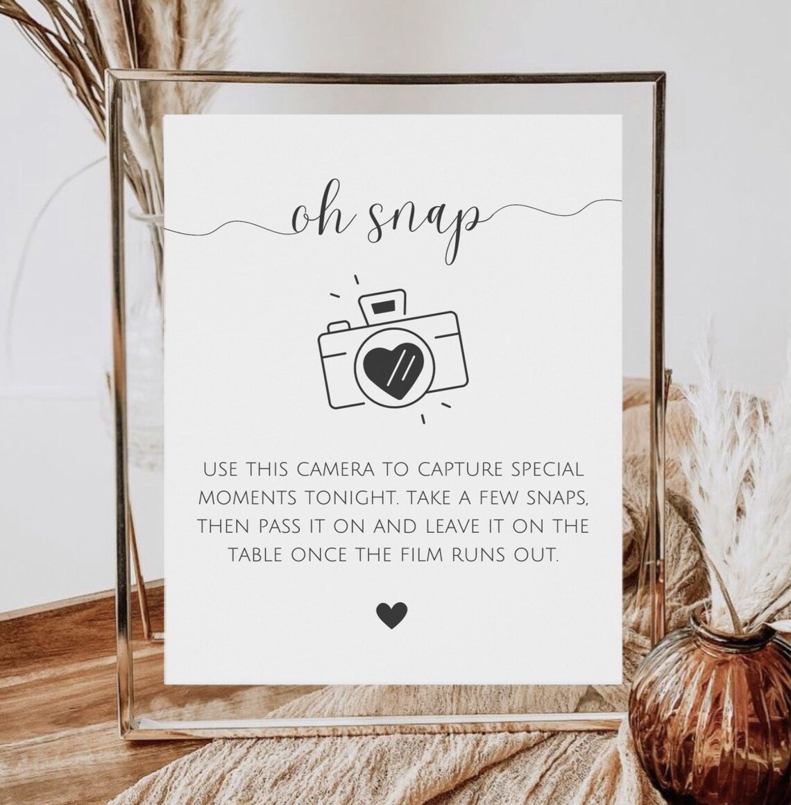 Oh Snap Sign, Wedding Disposable Camera Sign, Photo Instructions Sign ...