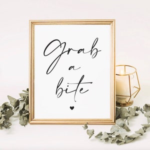 Grab a Bite Sign, Food Table Sign, Buffet Table Sign, Wedding Reception ...