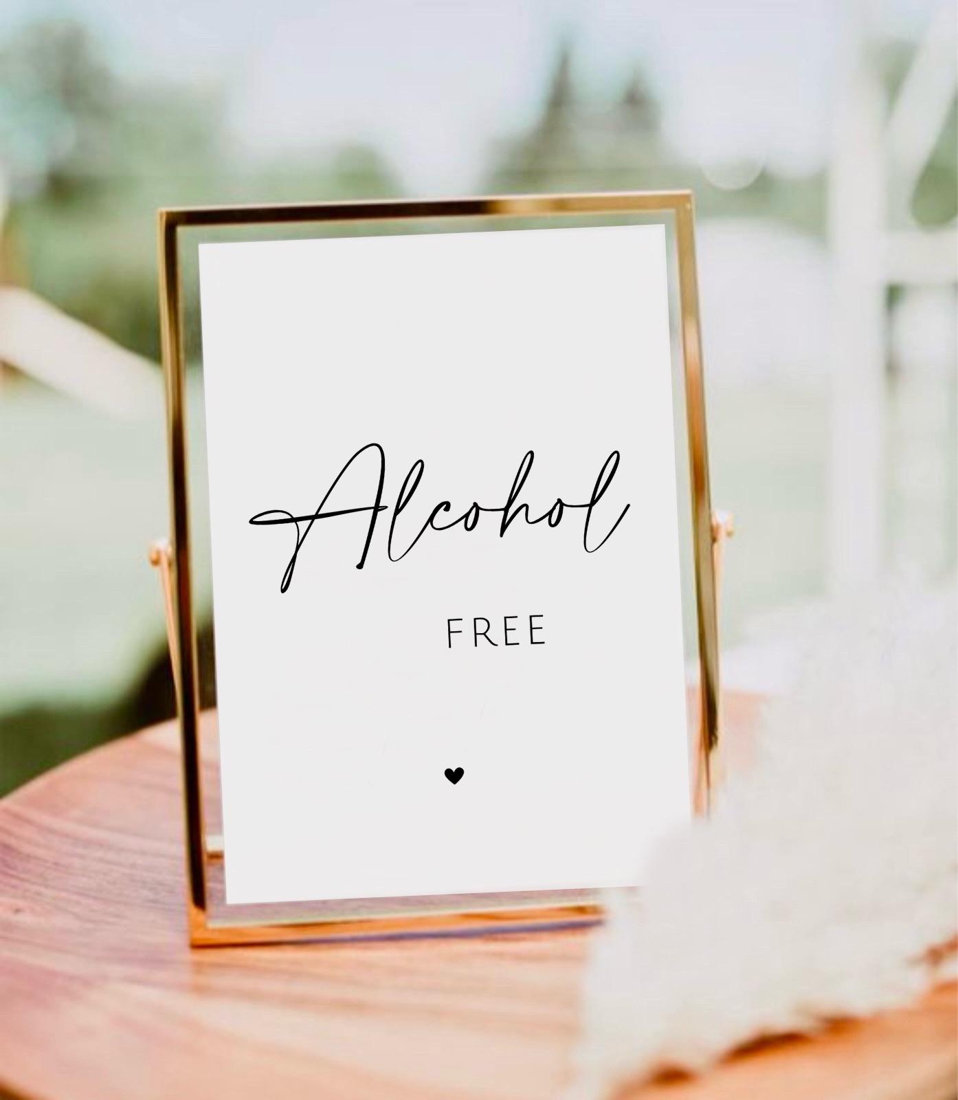 Minimalist Alcohol Free Sign, Non-alcoholic Beverages Sign, Printable ...