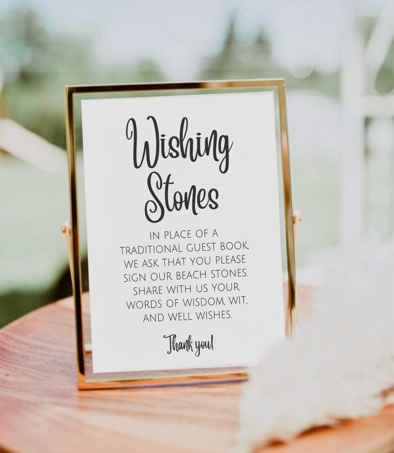 Wishing Stones Sign, Printable Wedding Stones Guestbook Sign, Guest ...
