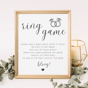 Minimalist Ring Game Sign, Bridal Shower Ring Hunt, Bridal Shower Game ...
