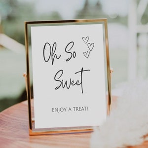 Minimalist Oh so Sweet Sign, Enjoy a Treat Sign, Printable Wedding ...