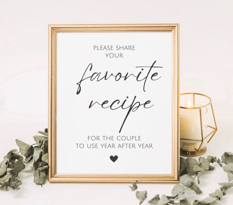 Please Share Your Favorite Recipe Sign, Place Recipe Card Here Sign ...