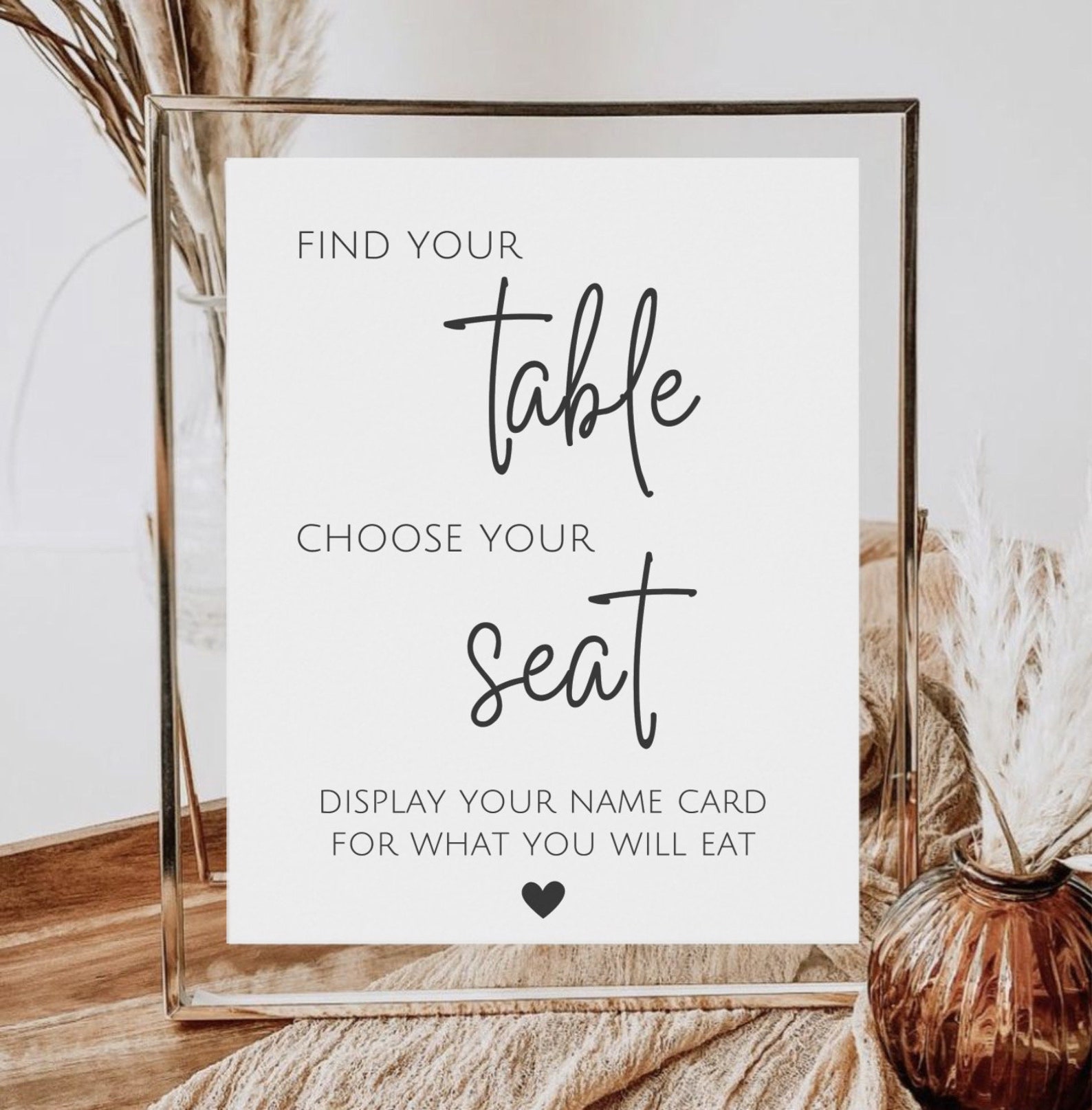 Find Your Table Sign, Please Find Your Seat Sign, Place Card Sign ...