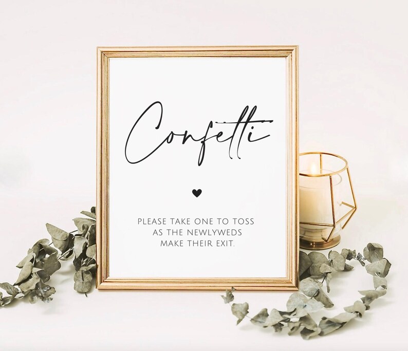Minimalist Confetti Sign, Wedding Confetti Send off Sign, Confetti Toss ...