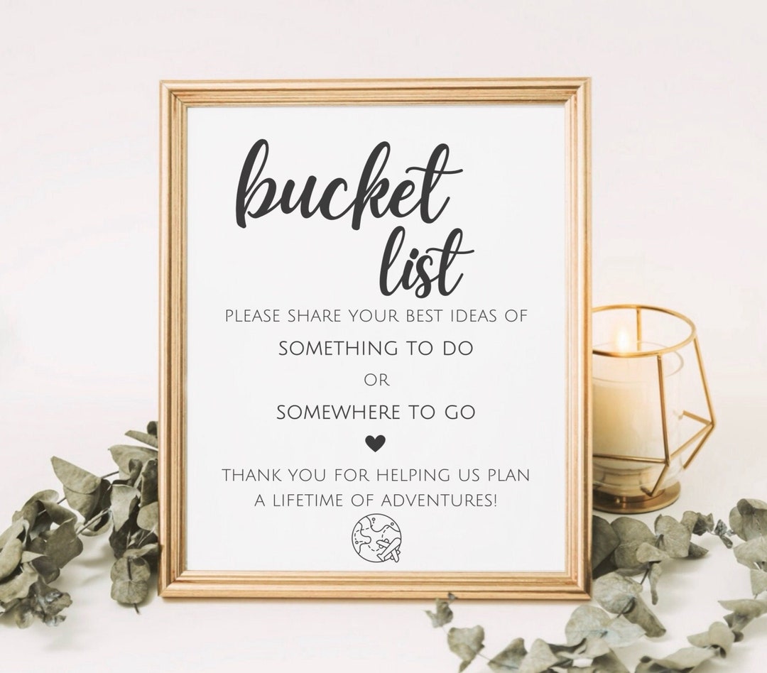 Bucket List Sign, Wedding Bucket List Sign, Bucket List Guestbook Sign ...