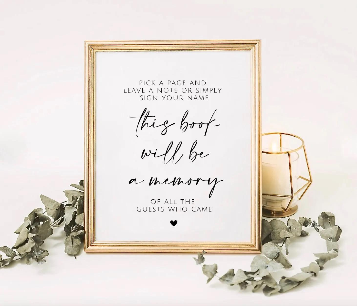 This Book Will Be A Memory Sign, Printable Baby Shower Table Decor ...