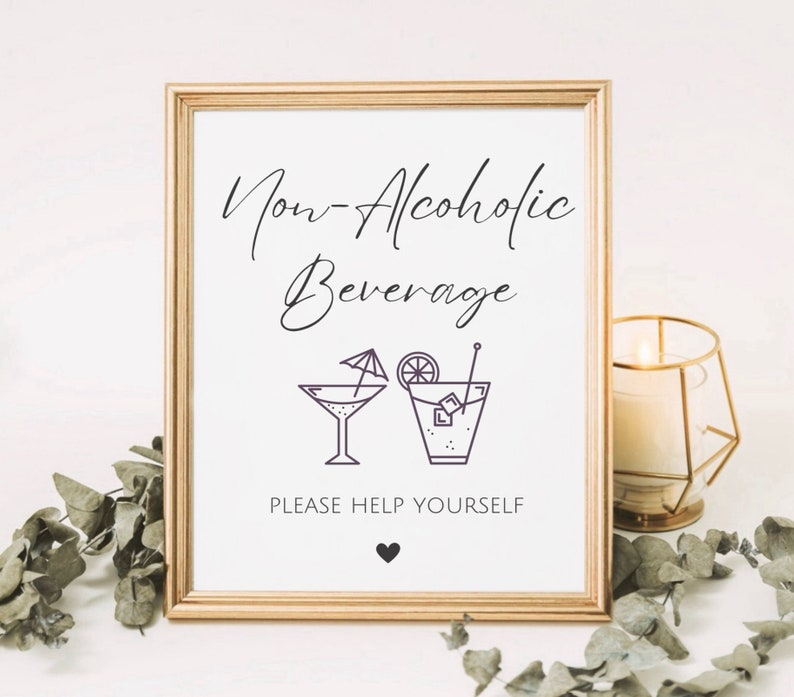 Non-alcoholic Beverage Sign, Wedding Bar, Party Drink Sign, Wedding ...