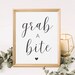 Grab a Bite Sign, Food Table Sign, Buffet Table Sign, Wedding Reception ...