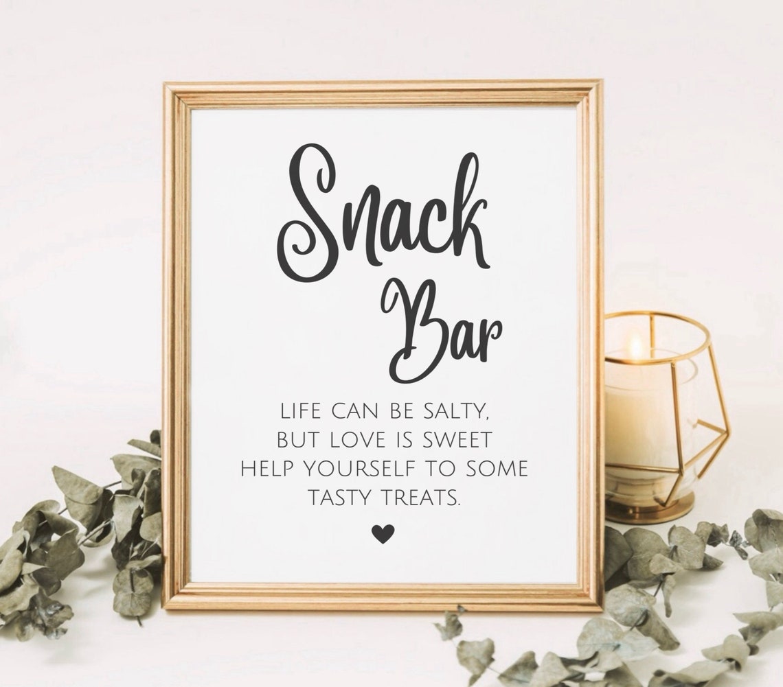 Snack Bar Sign, Life Can Be Salty but Love is Sweet, Wedding Food Bar ...