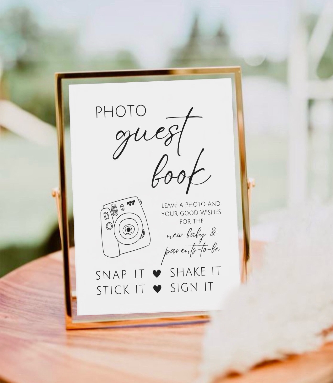 Minimalist Polaroid Photo Guest Book Sign, Baby Shower Polaroid Book ...