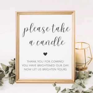 Please Take A Candle Sign, You Have Brightened Our Day, Wedding Table ...