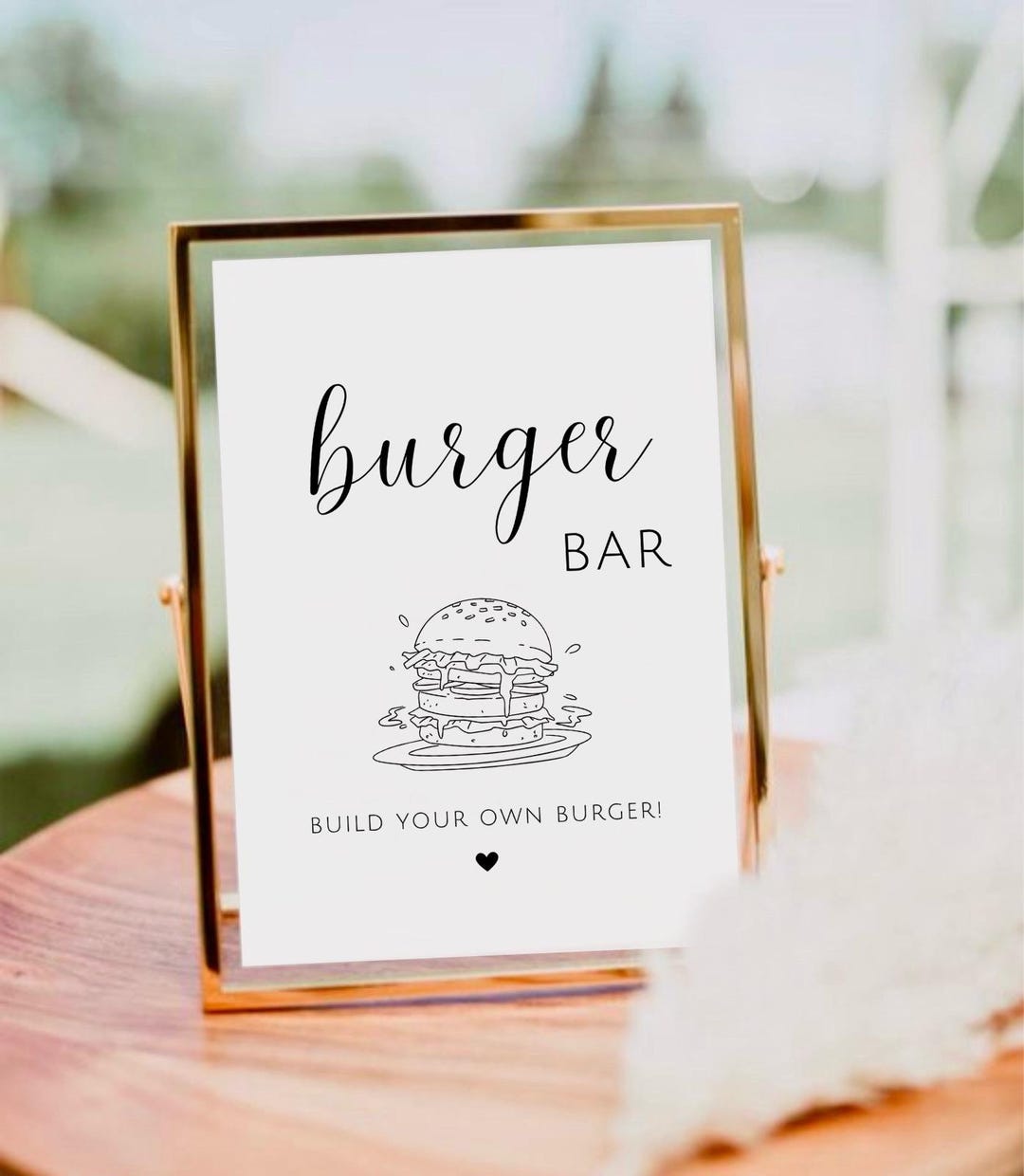 Burger Bar Sign, Build Your Own Burger, Wedding Food Sign, Food Station ...