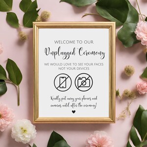 Minimalist Unplugged Ceremony Sign, Wedding Welcome Template, Printable ...