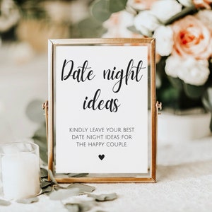 Minimalist Date Night Ideas Sign, Wedding Date Jar Sign, Wedding Date ...