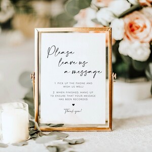 Minimalist Audio Guestbook Sign, Printable Wedding Telephone Guestbook ...