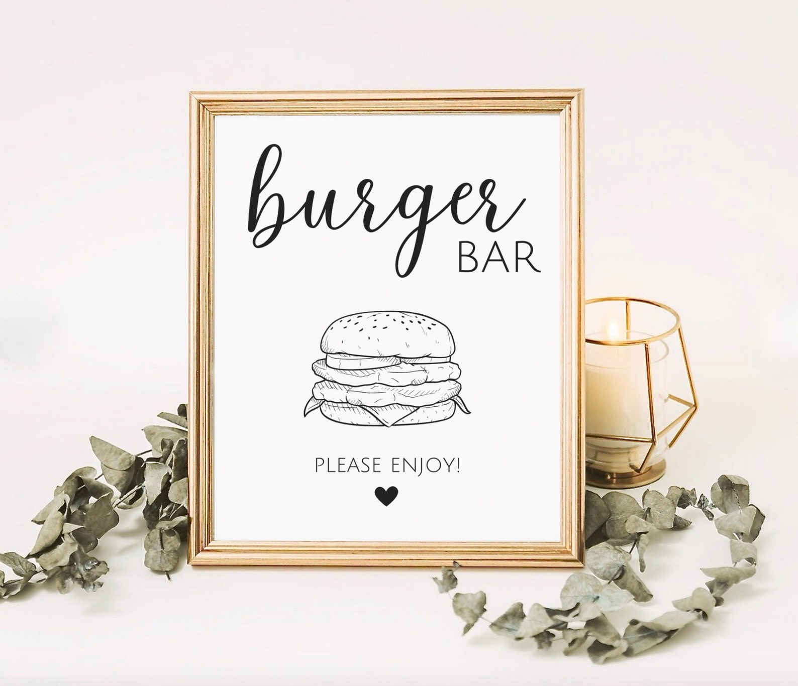 Burger Bar Sign, Wedding Food Sign, Party Burger Bar Sign, Burger Sign ...