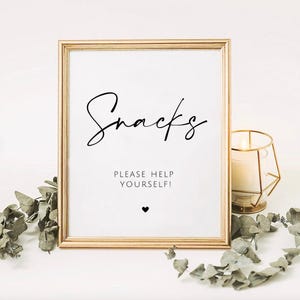 Snacks Sign, Snack Bar Sign, Wedding Food Bar Sign, Grazing Table Sign ...