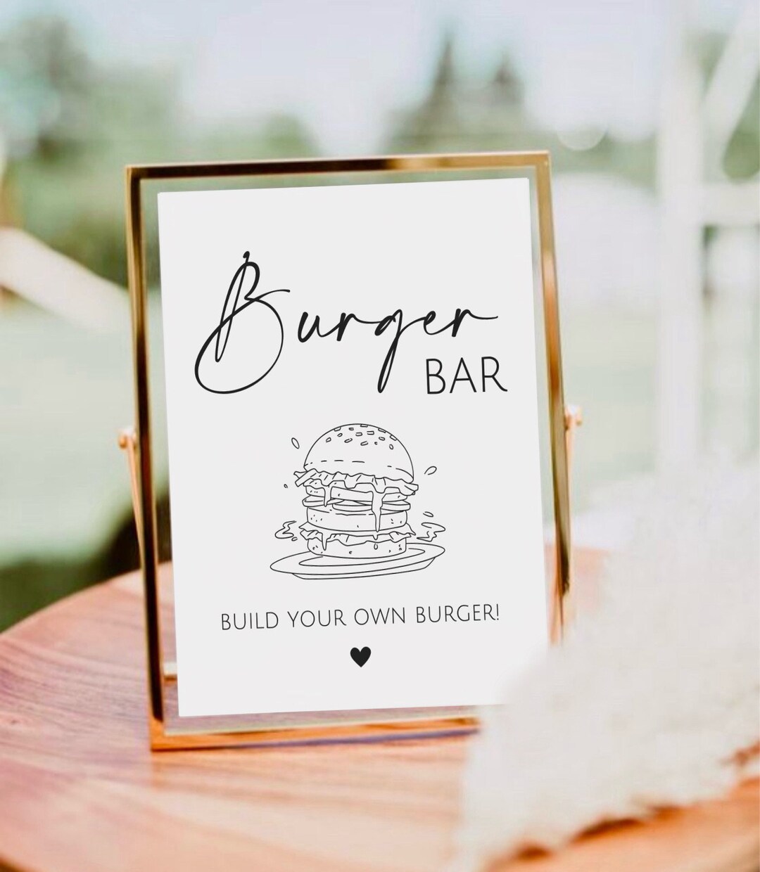 Burger Bar Sign, Build Your Own Burger, Wedding Food Sign, Food Station ...