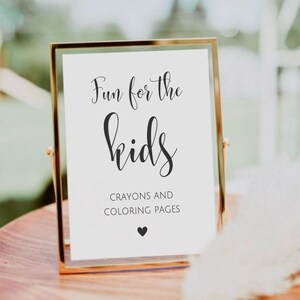 Fun for the Kids Sign, Wedding Kids Table Sign, Wedding Kids Favor Sign ...