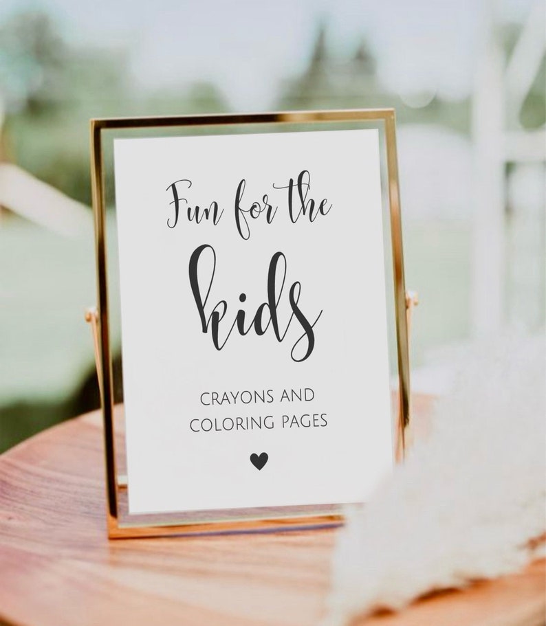 Fun for the Kids Sign, Wedding Kids Table Sign, Wedding Kids Favor Sign ...