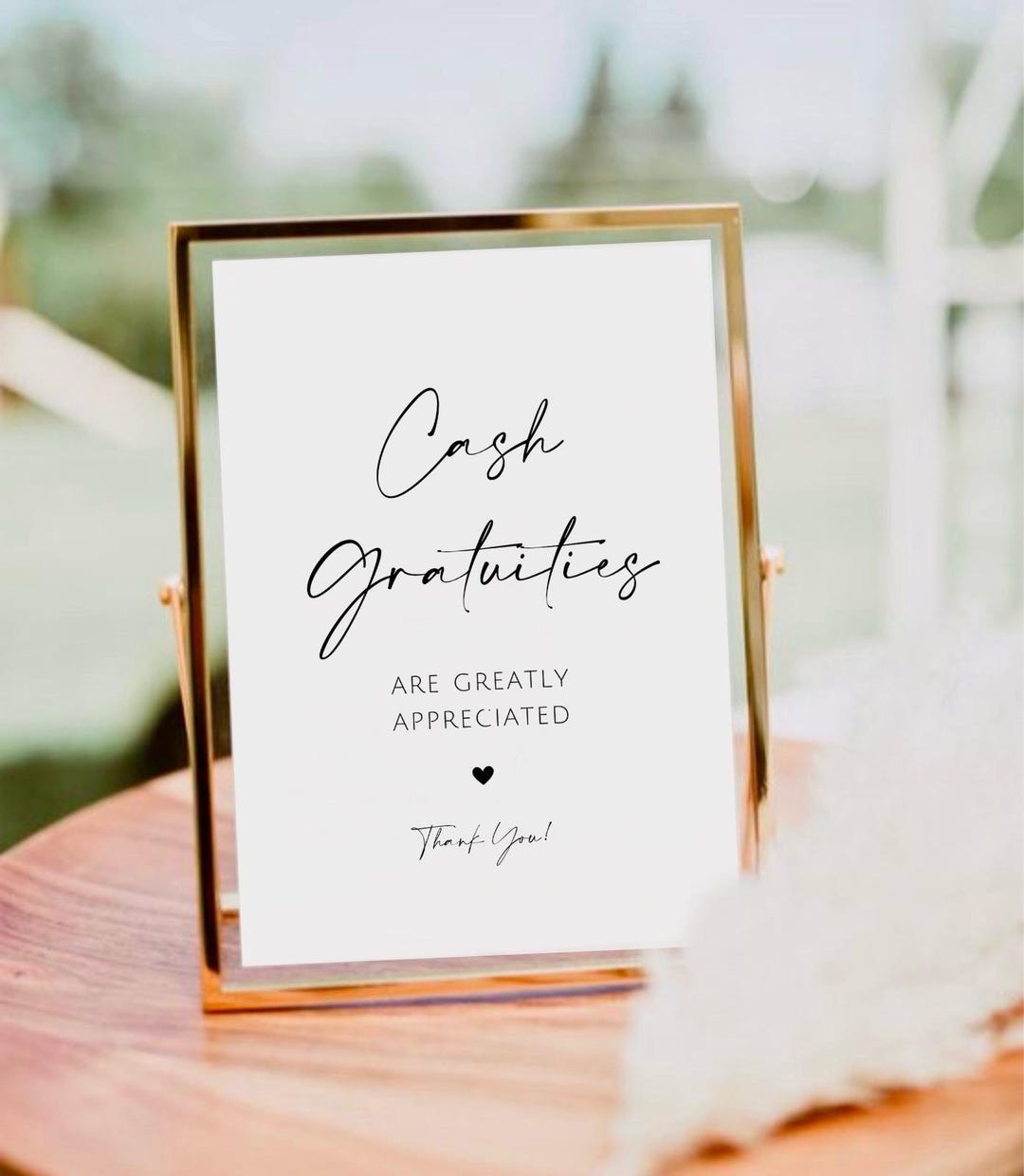 Cash Gratuities Are Greatly Appreciated Sign, Wedding Bartender ...