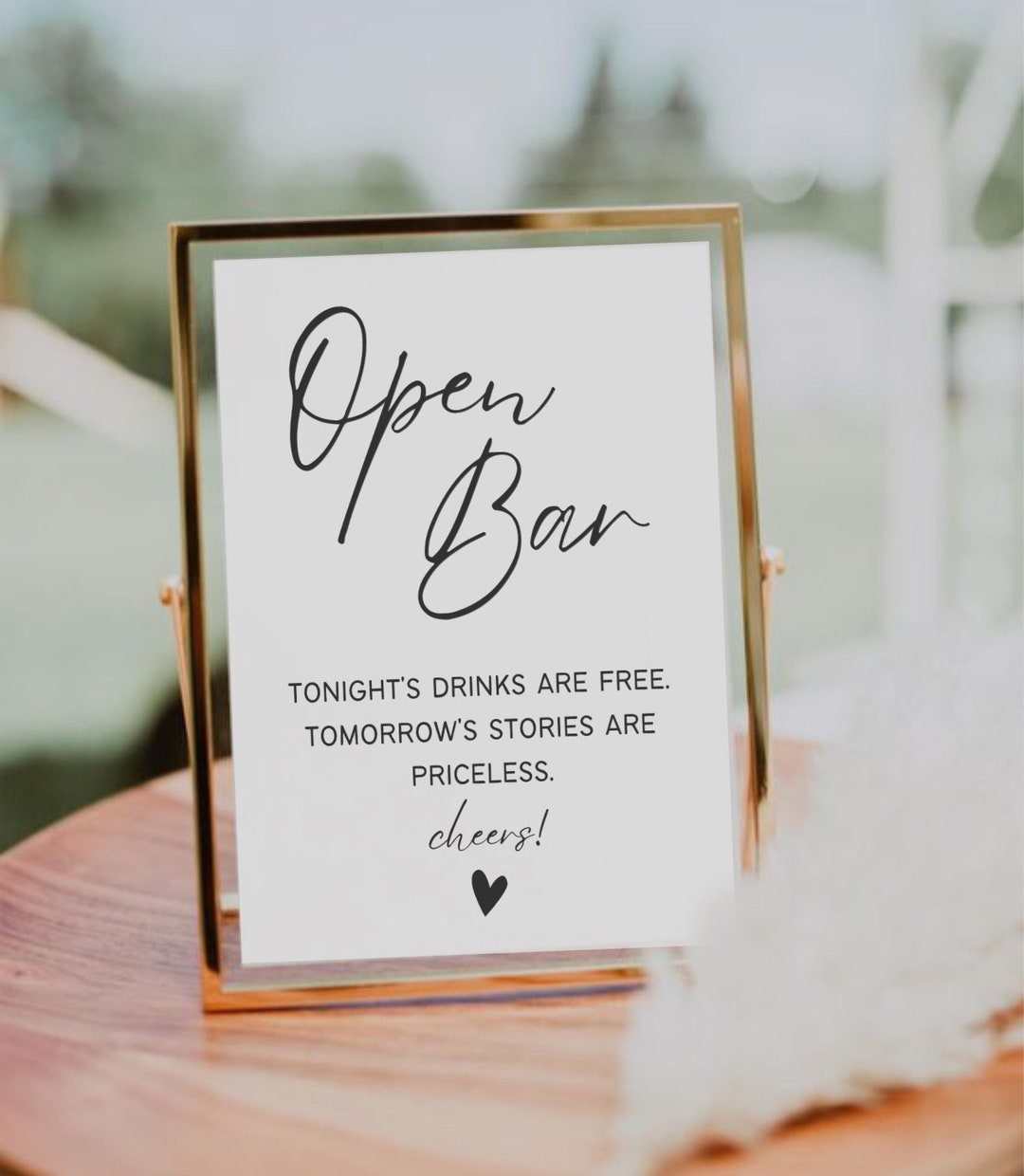 Minimalist Open Bar Wedding Sign, Wedding Drinks Bar Sign, Funny Party ...