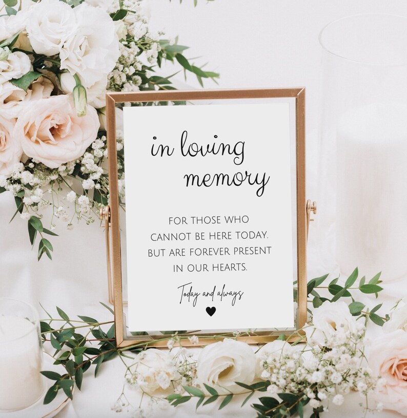 Minimalist in Loving Memory Sign, Printable Forever in Our Hearts Sign ...