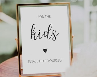 For the Kiddos Sign, Wedding Kids Table Sign, Printable Kids Favor Sign ...